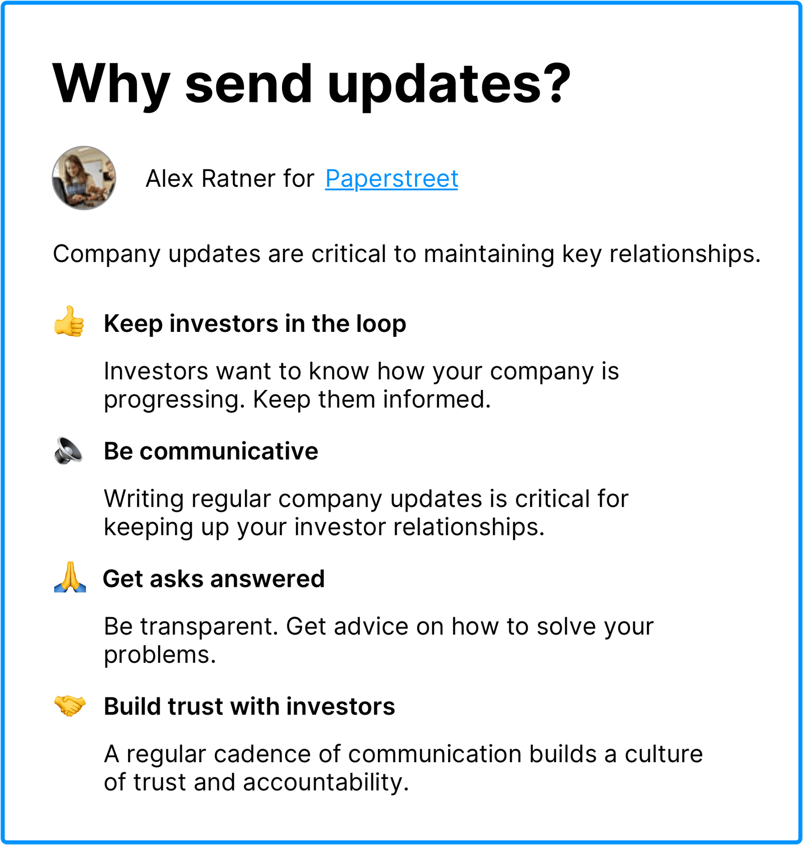 Startup investor update software & investor reporting tool | Paperstreet